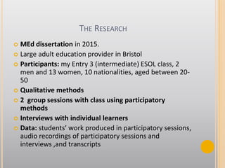 ESOL learners’ views and experiences of language learning, integration ...