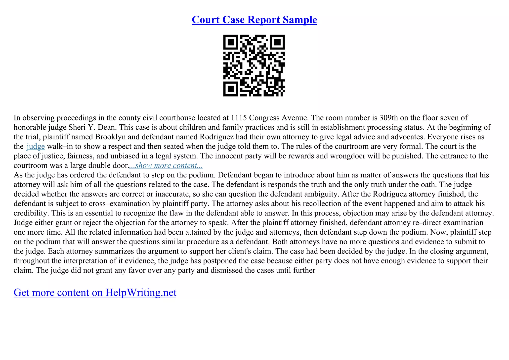 Court Case Report Sample | PDF