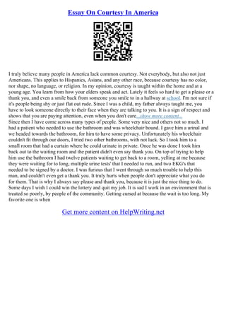 Courtesy Essay | PDF