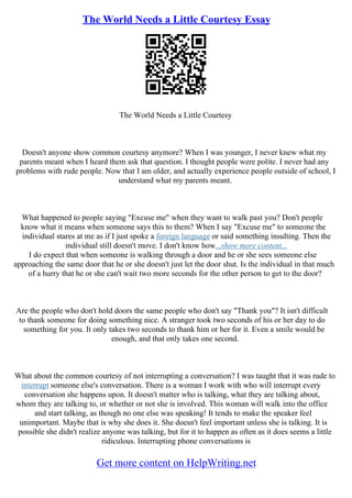 Courtesy Essay | PDF