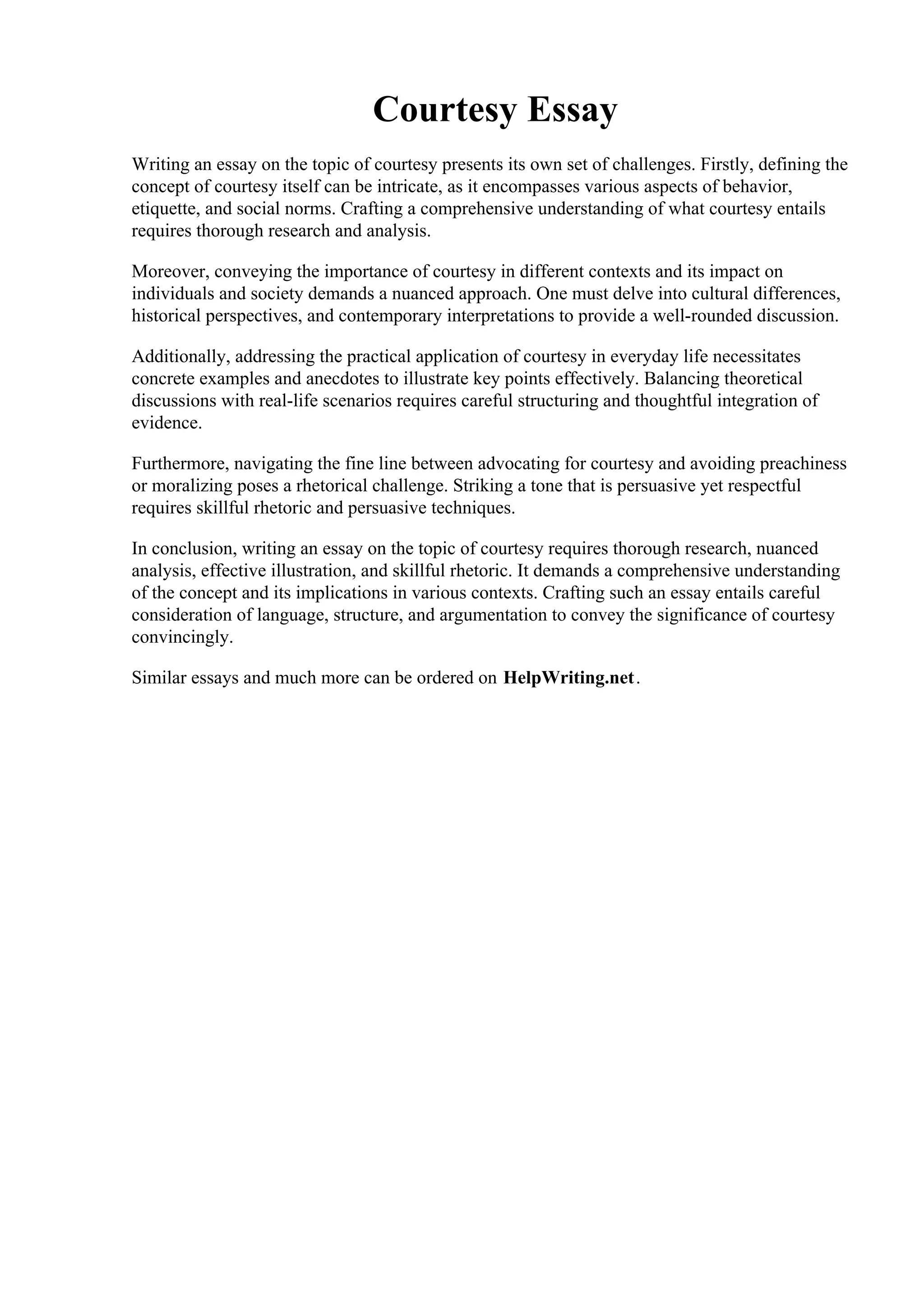 Courtesy Essay | PDF