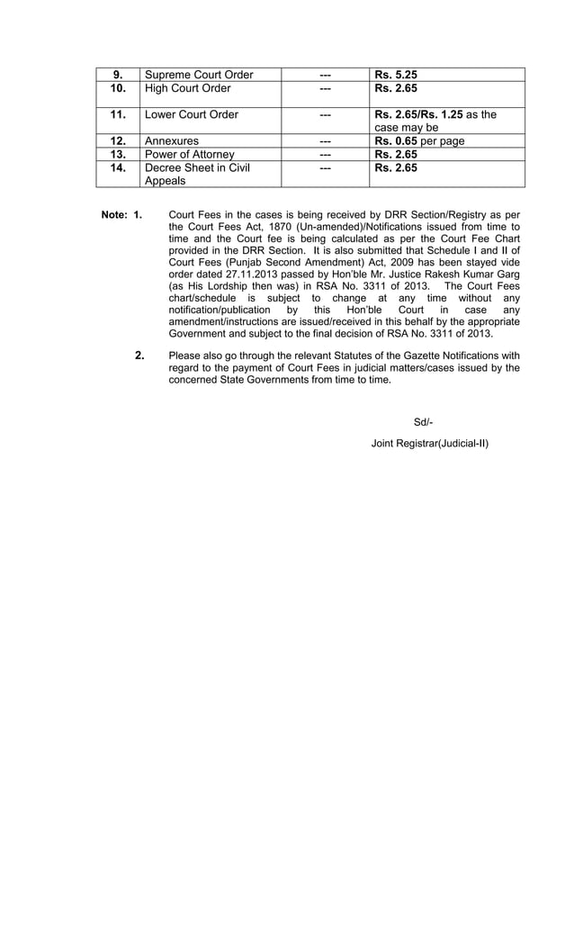 Court Fee Table Punjab & Haryana High Court | PDF | Crime & Harmful ...