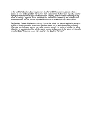 Courtney Fannon’s Journey: A Teacher Making a Difference in Students ...