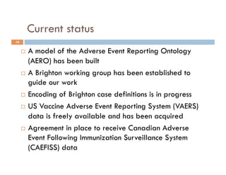 Adverse Events Following Immunization: Reporting standardization ...