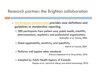 Adverse Events Following Immunization: Reporting standardization ...