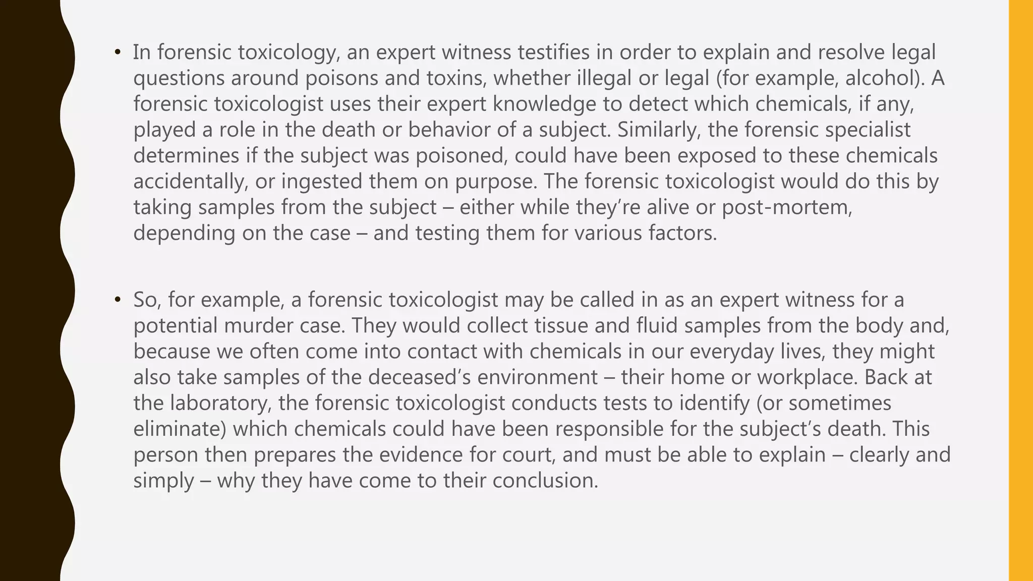 Courtroom testimony in forensic toxicology | PPTX