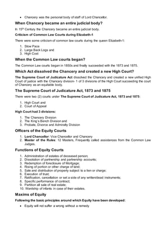 Courts of equity, powers and functions | DOCX