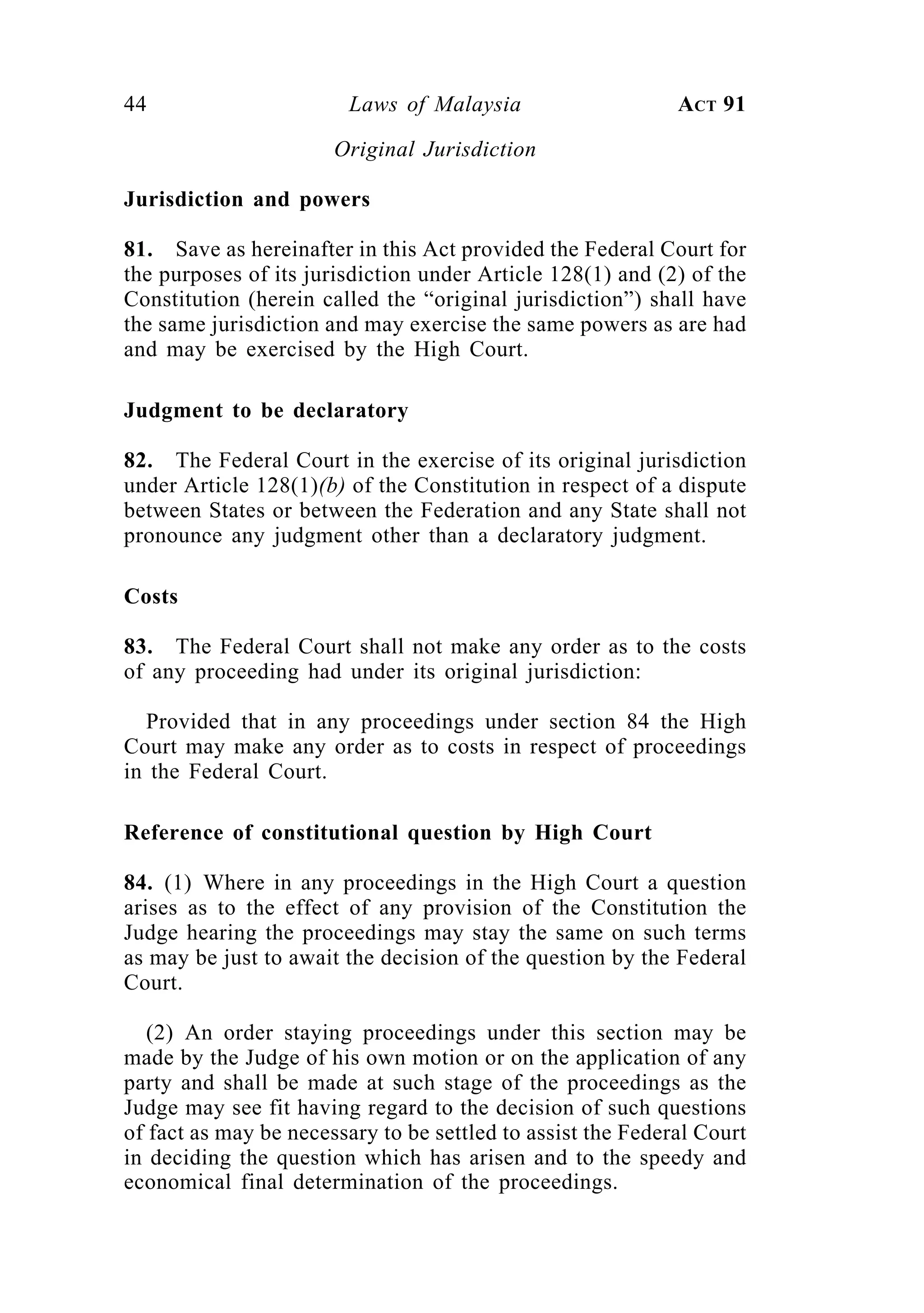 Courts of judicature act 1964 act 91 | PDF