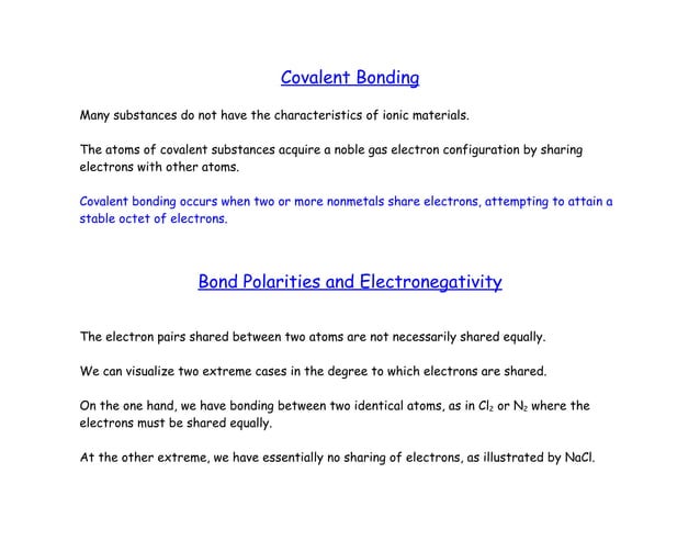 Covalent Bonding Notes | PDF
