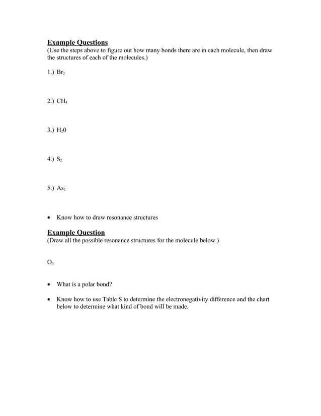 Chemistry - Chp 8 - Covalent Bonding - Study Guide | DOC