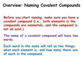 Naming Covalent Compounds