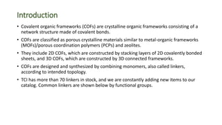 Covalent Organic Frameworks (COF) Linkers | TCI Chemicals | PPTX
