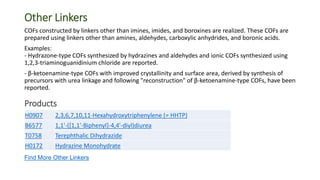 Covalent Organic Frameworks (COF) Linkers | TCI Chemicals | PPTX
