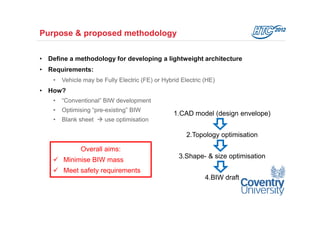 Optimising Full Electric Vehicle Body In White Architecture from a ...