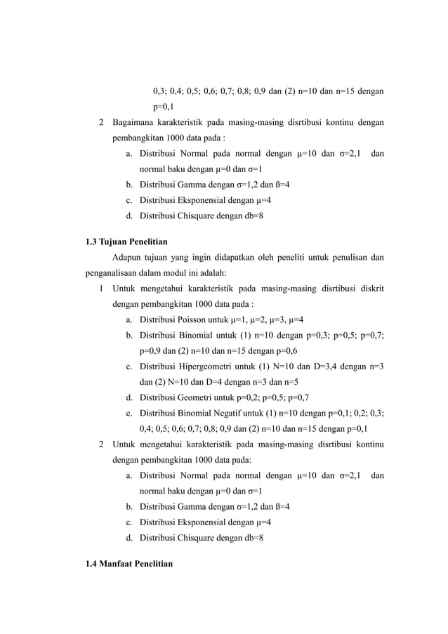 Distribusi Peluang Diskrit dan Distribusi Peluang Kontinu | DOC