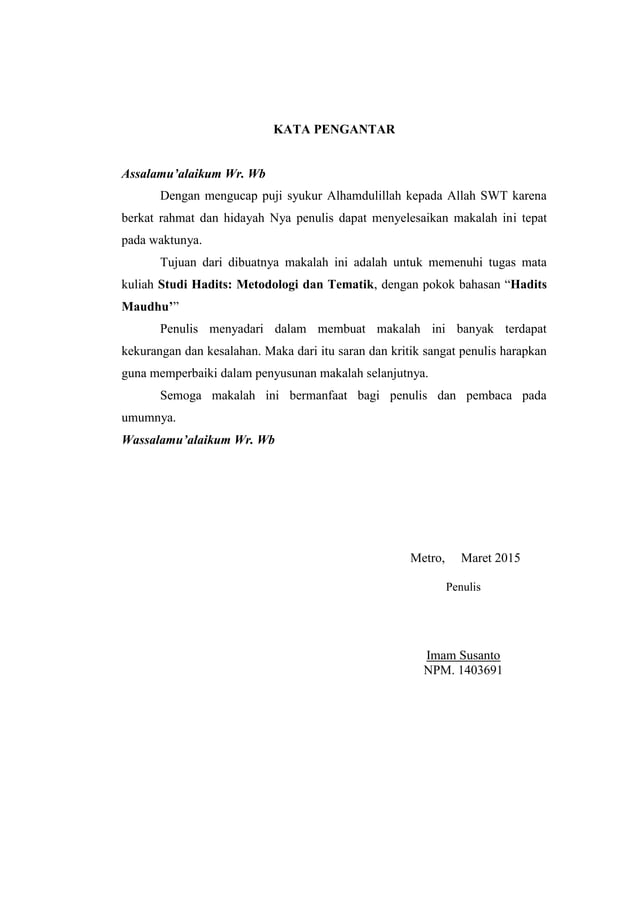 Hadits Maudhu' (Imam Susanto) | DOCX