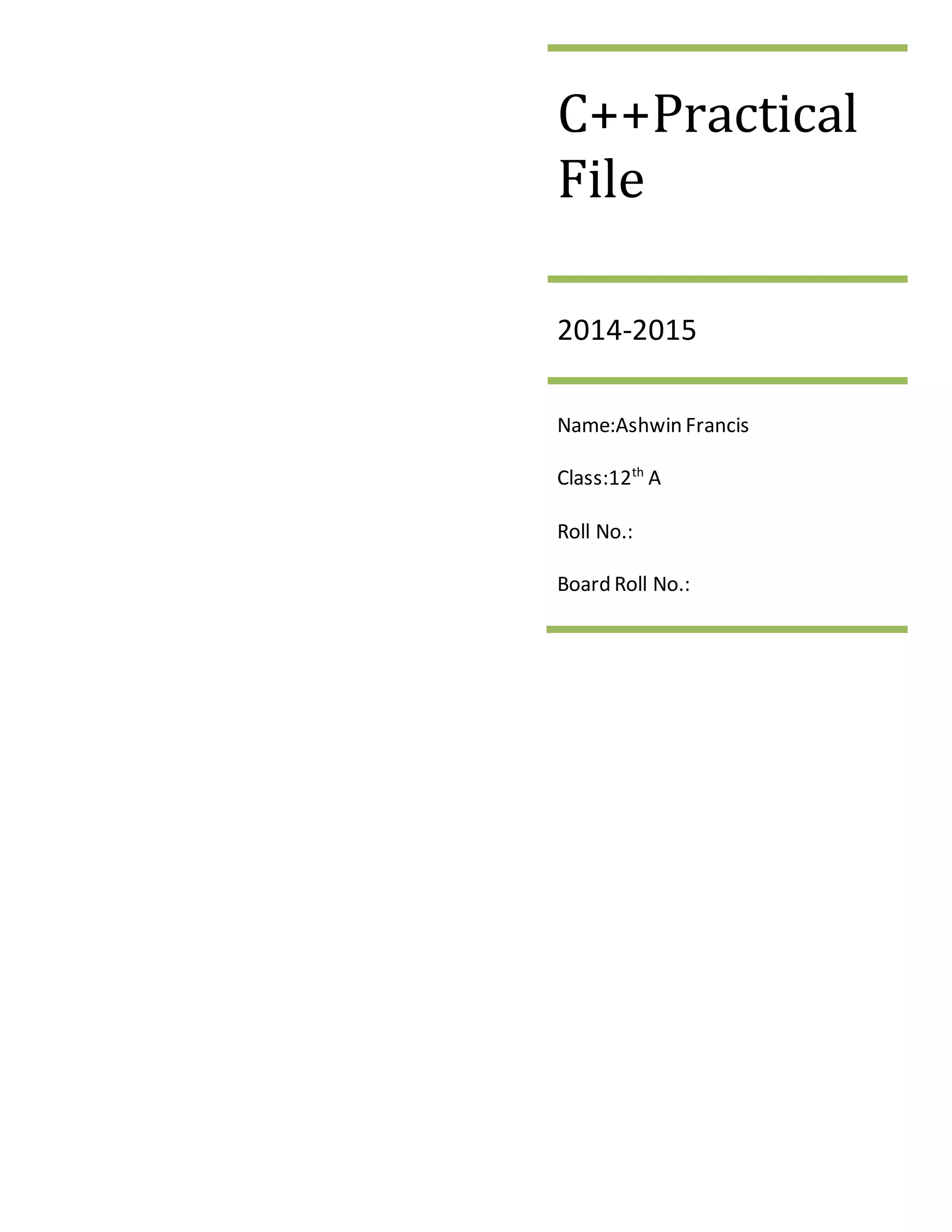 12th CBSE Practical File | DOCX | Programming Languages | Computing