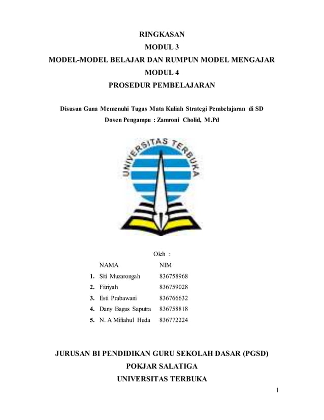 model belajar dan prosedur pembelajaran modul 3 dan 4 | PDF