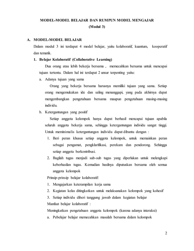 model belajar dan prosedur pembelajaran modul 3 dan 4 | PDF
