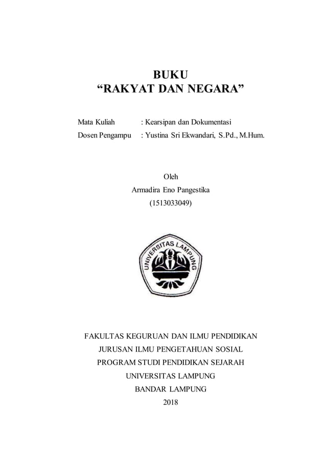 KEARSIPAN & DOKUMENTASI : BUKU “RAKYAT DAN NEGARA” | PDF