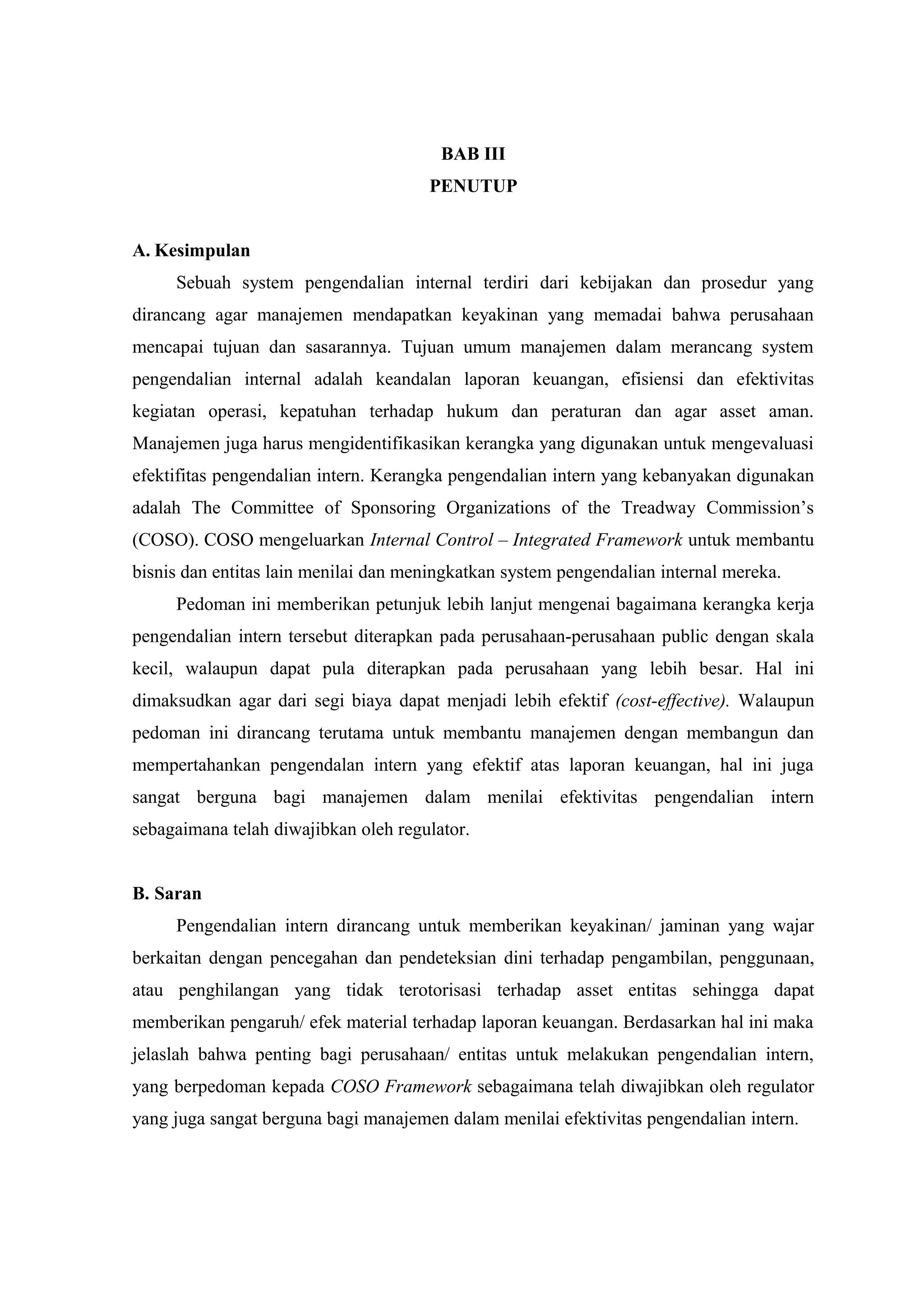 Pengendalian Intern dan COSO | DOC