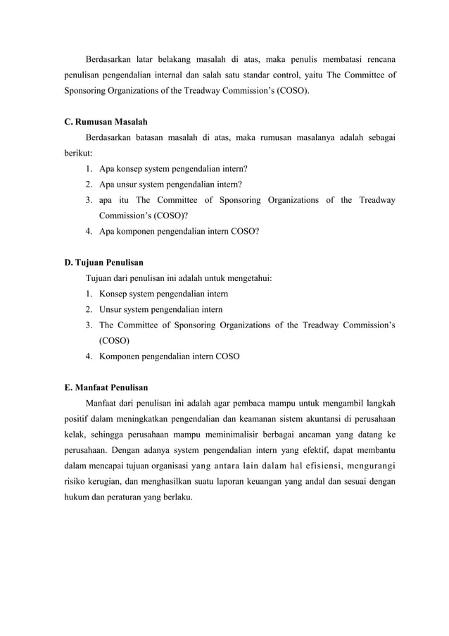 Pengendalian Intern dan COSO | DOC
