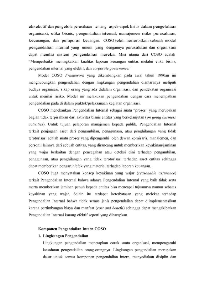 Pengendalian Intern dan COSO | DOC
