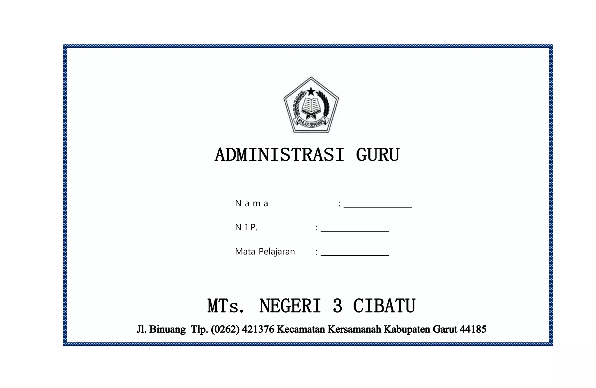 Cover Administrasi Guru MTs N 3 Cibatu Tp. 2014/2015 | DOCX