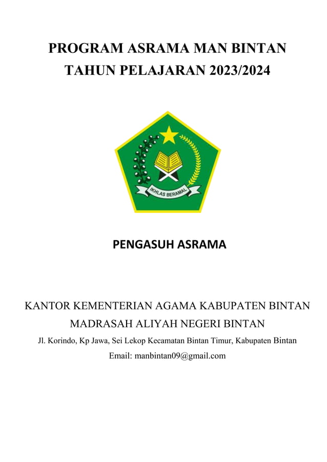 Cover Depan untuk Juknis, SOP, degan Logo Kemenag | DOCX