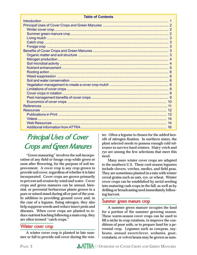 Overview of Cover Crops and Green Manures | PDF