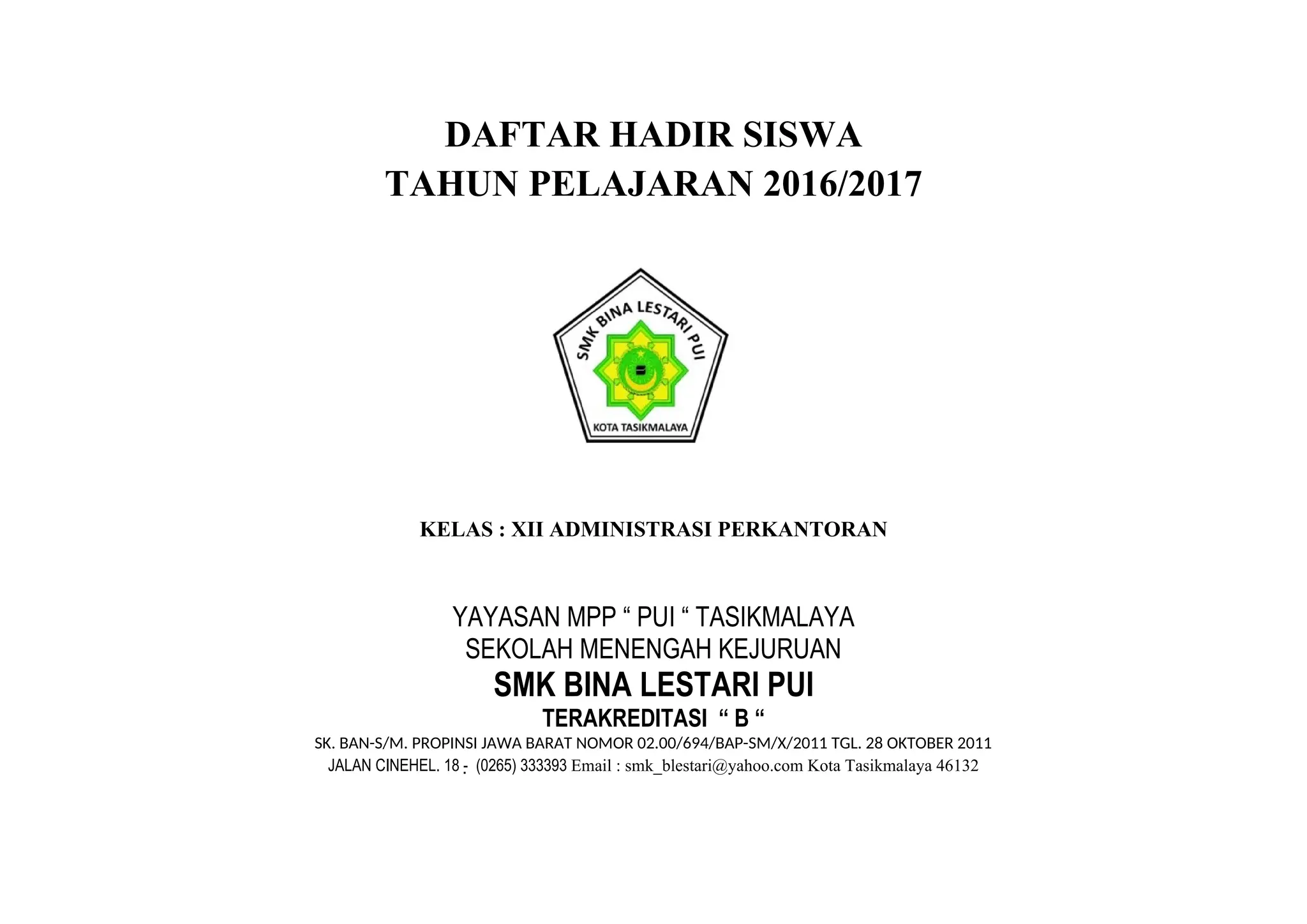 Cover Daftar Hadir.docx untuk absensi dan lainnya | DOCX