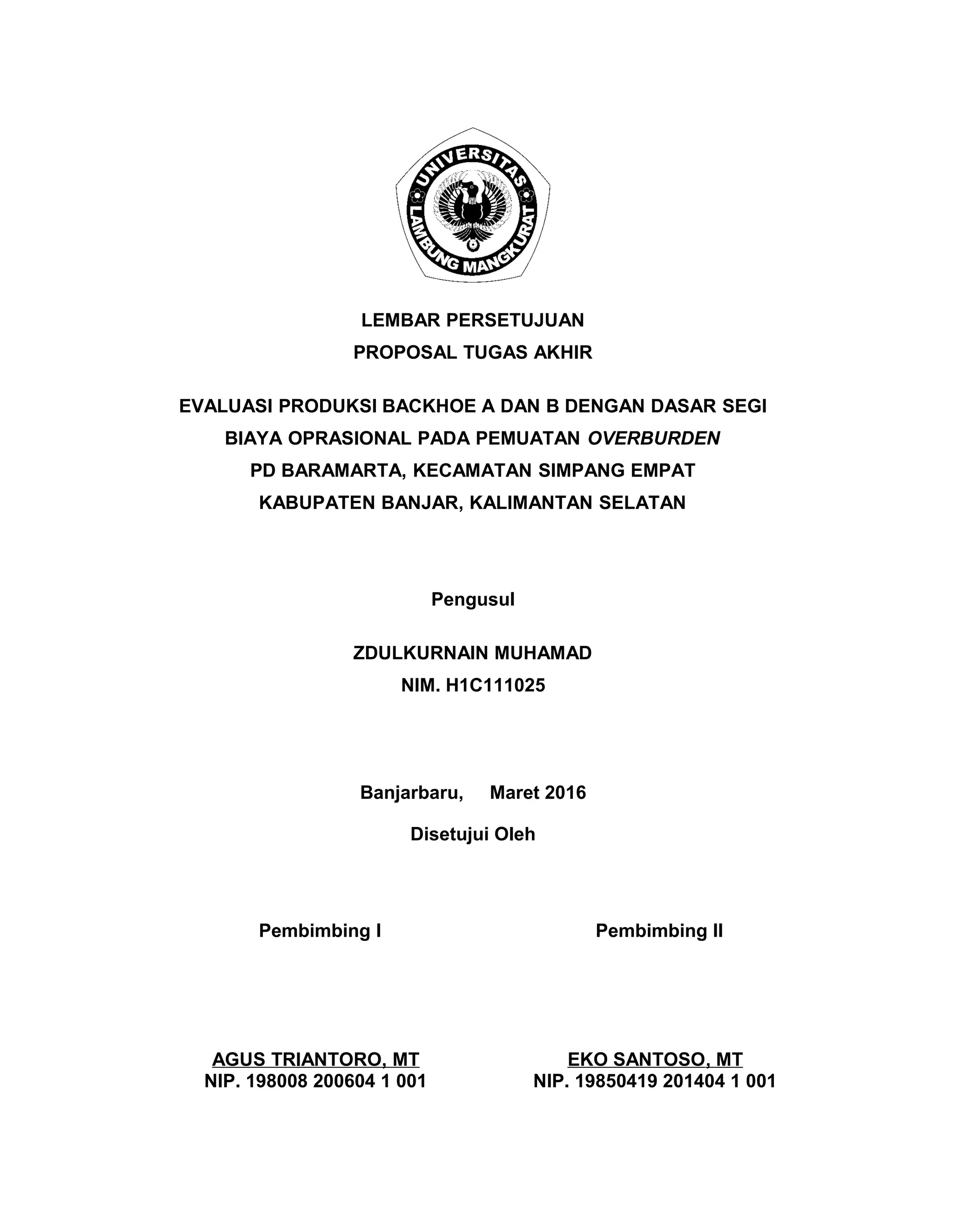 Cover dan daftar isi Proposal Tugas Akhir | DOC