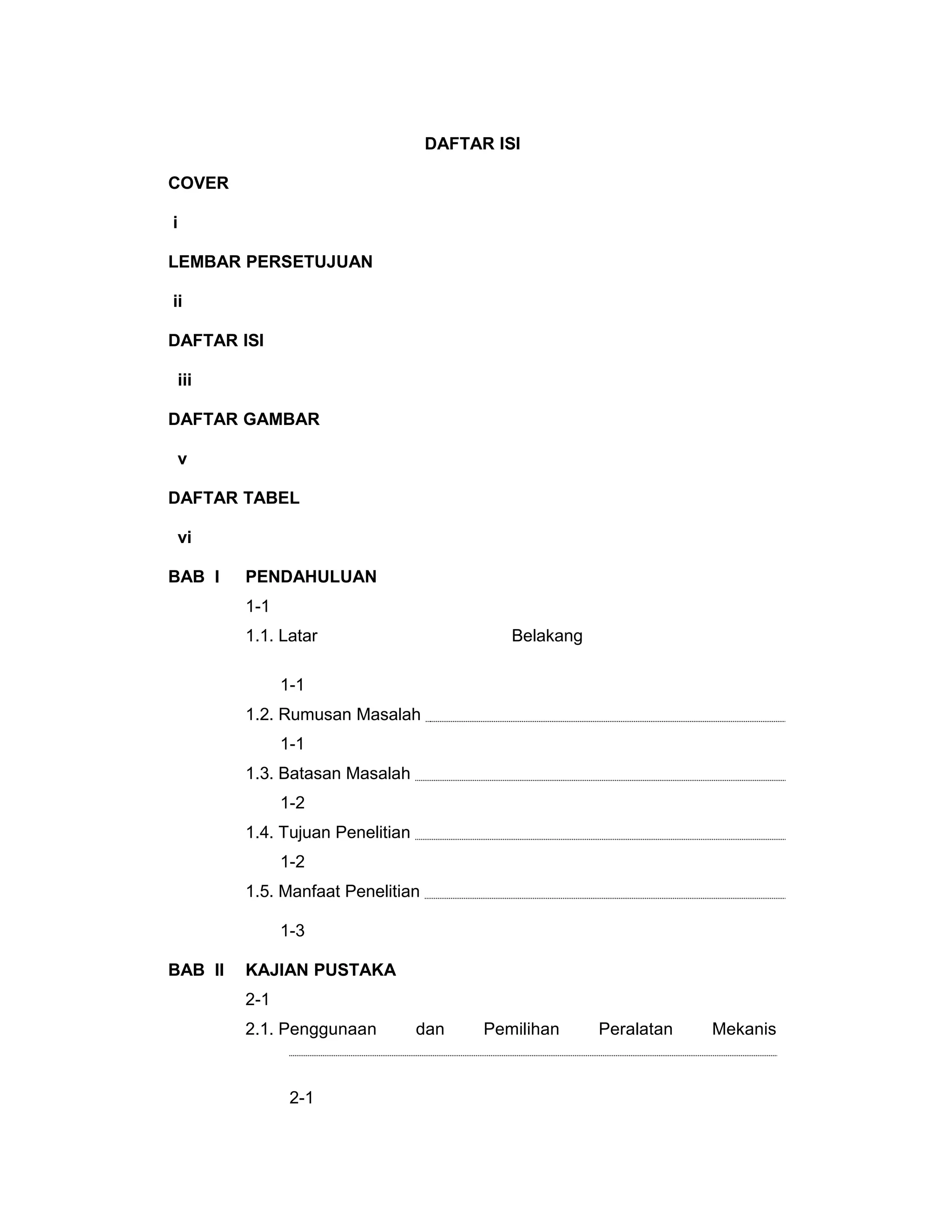 Cover dan daftar isi Proposal Tugas Akhir | DOC