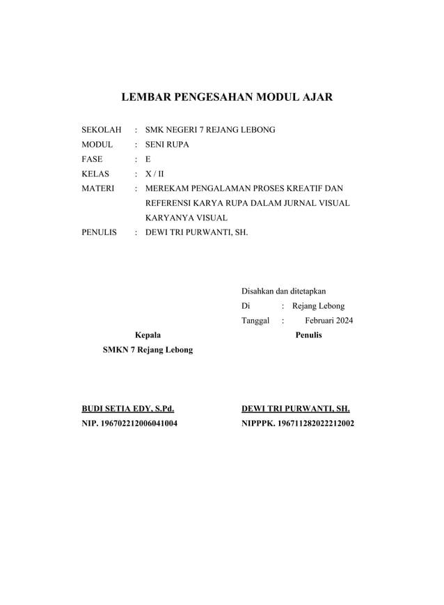 COVER DAN LEMBAR PENGESAHAN ini dibat sebagai contoh MODUL AJAR SENI RUPA.docx