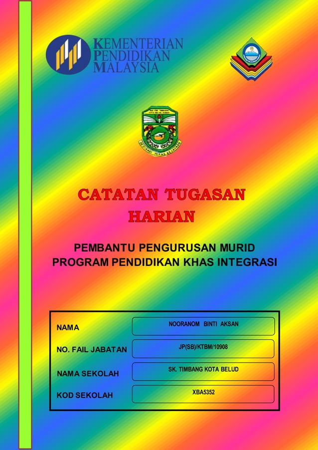 Cover Buku Catatan Tugasan Harian PPKI 2018 | DOCX