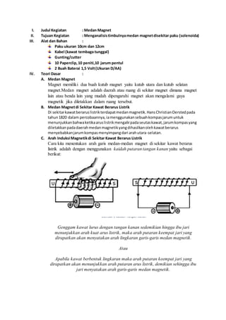 Laporan Praktikum Fisika Medan Magnet (Solenoida/Paku) | DOCX