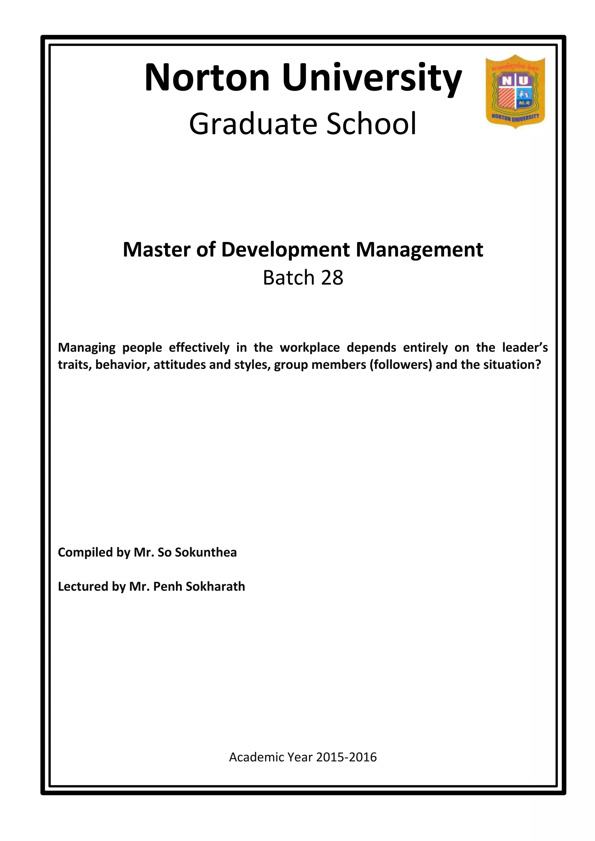 Cover front and back for leadership asg | PDF