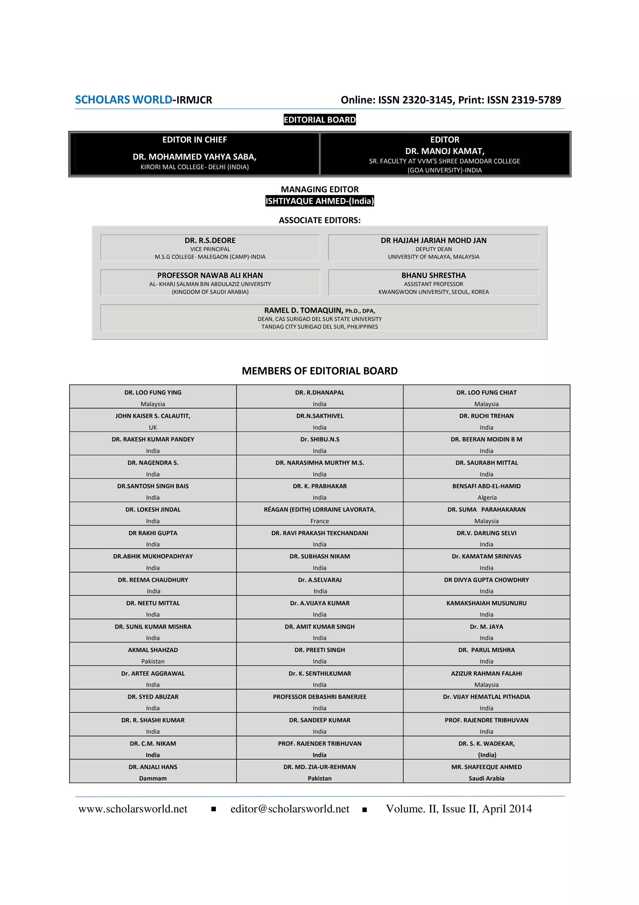 Scholars World- IRMJCR | PDF