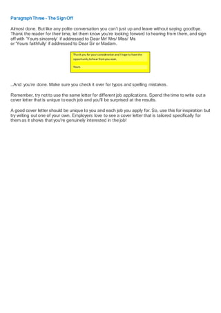 Covering letter for a job application | PDF