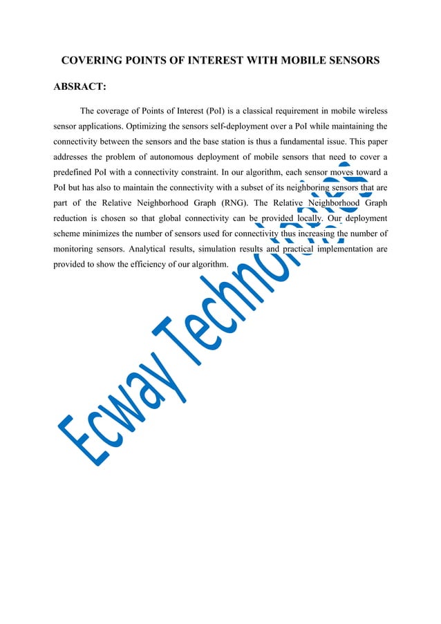 Covering points of interest with mobile sensors | DOC