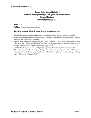 Kumpulan Tugas Matematika dan IPA MTs Al-As'Adiyah Balikeran | PDF