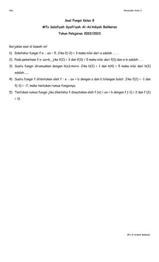 Kumpulan Tugas Matematika dan IPA MTs Al-As'Adiyah Balikeran | PDF