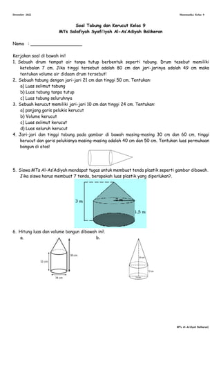 Kumpulan Tugas Matematika dan IPA MTs Al-As'Adiyah Balikeran | PDF