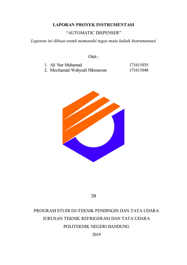 COVER LAPORAN PROYEK INSTRUMENTASI (AUTOMATIC DISPENSER) | DOCX