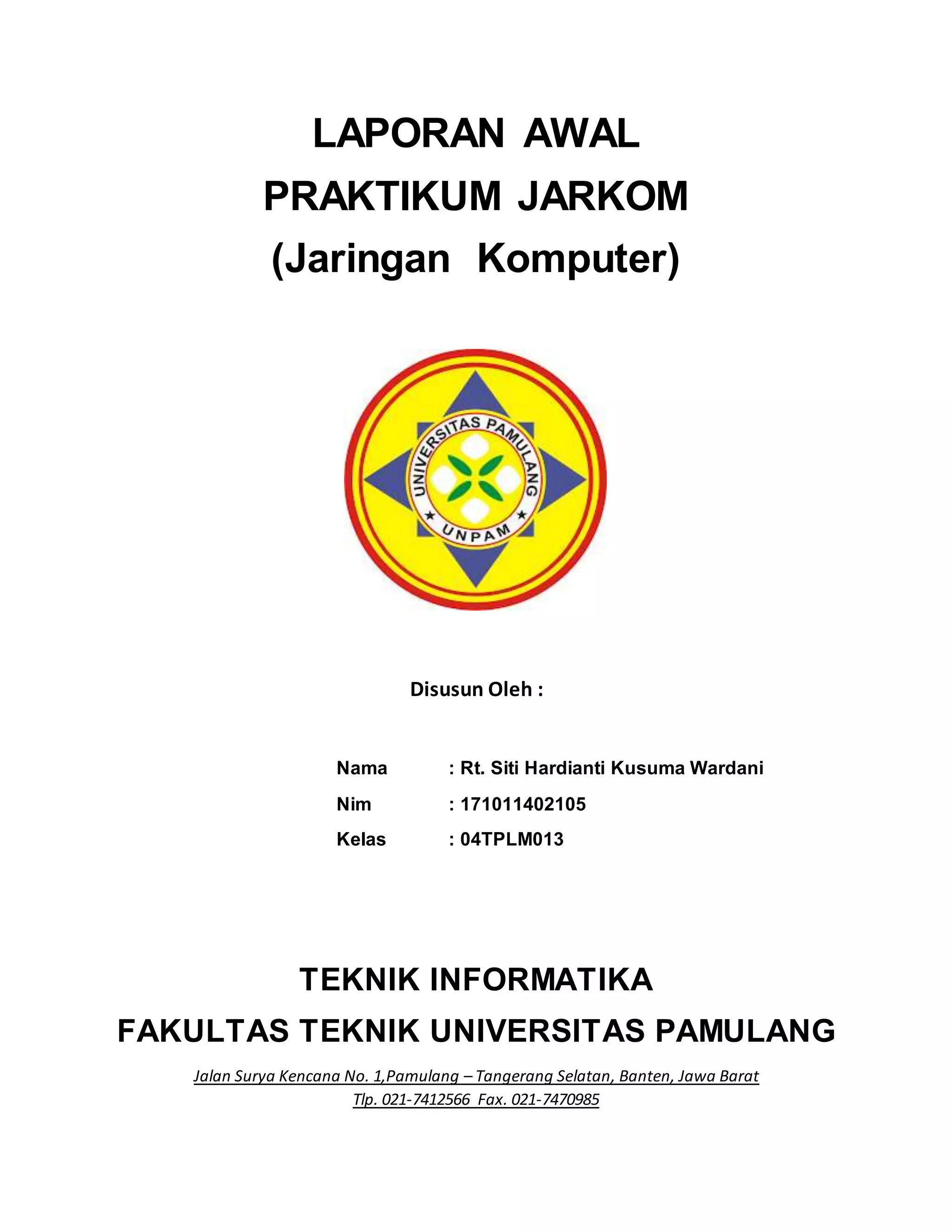 Cover laporan awal | DOCX