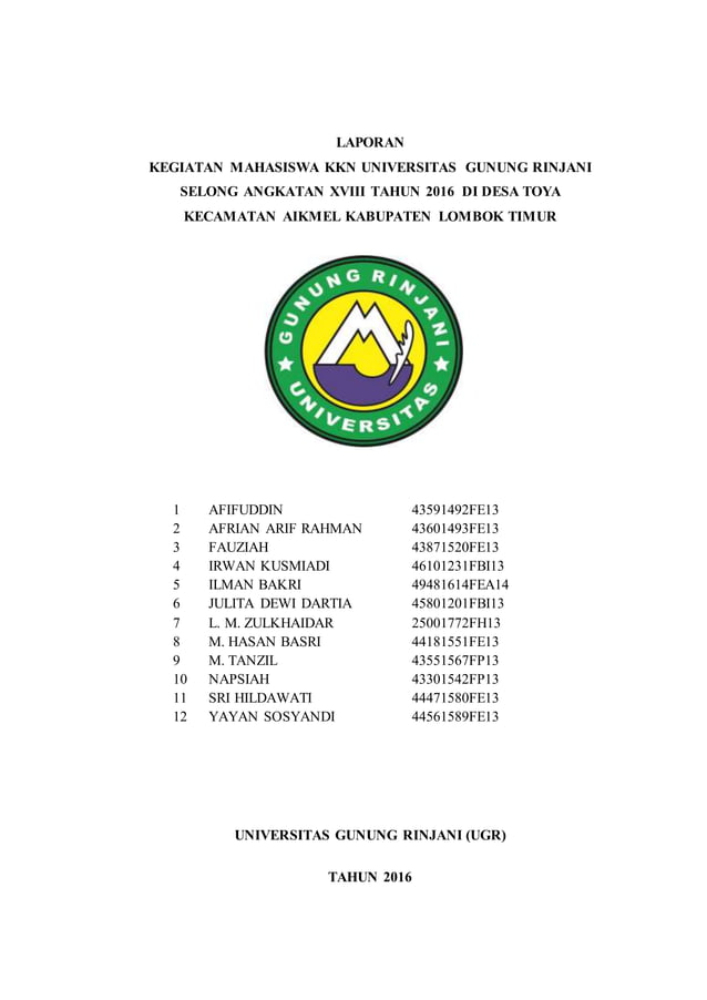 Cover laporan kkn | PDF