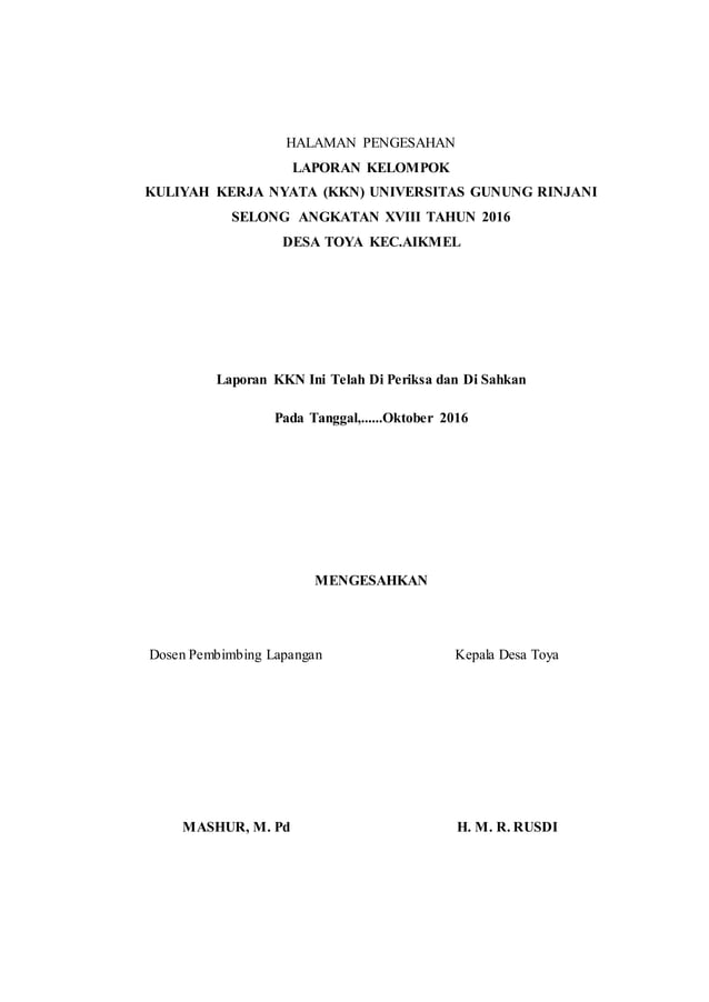 Cover laporan kkn | PDF