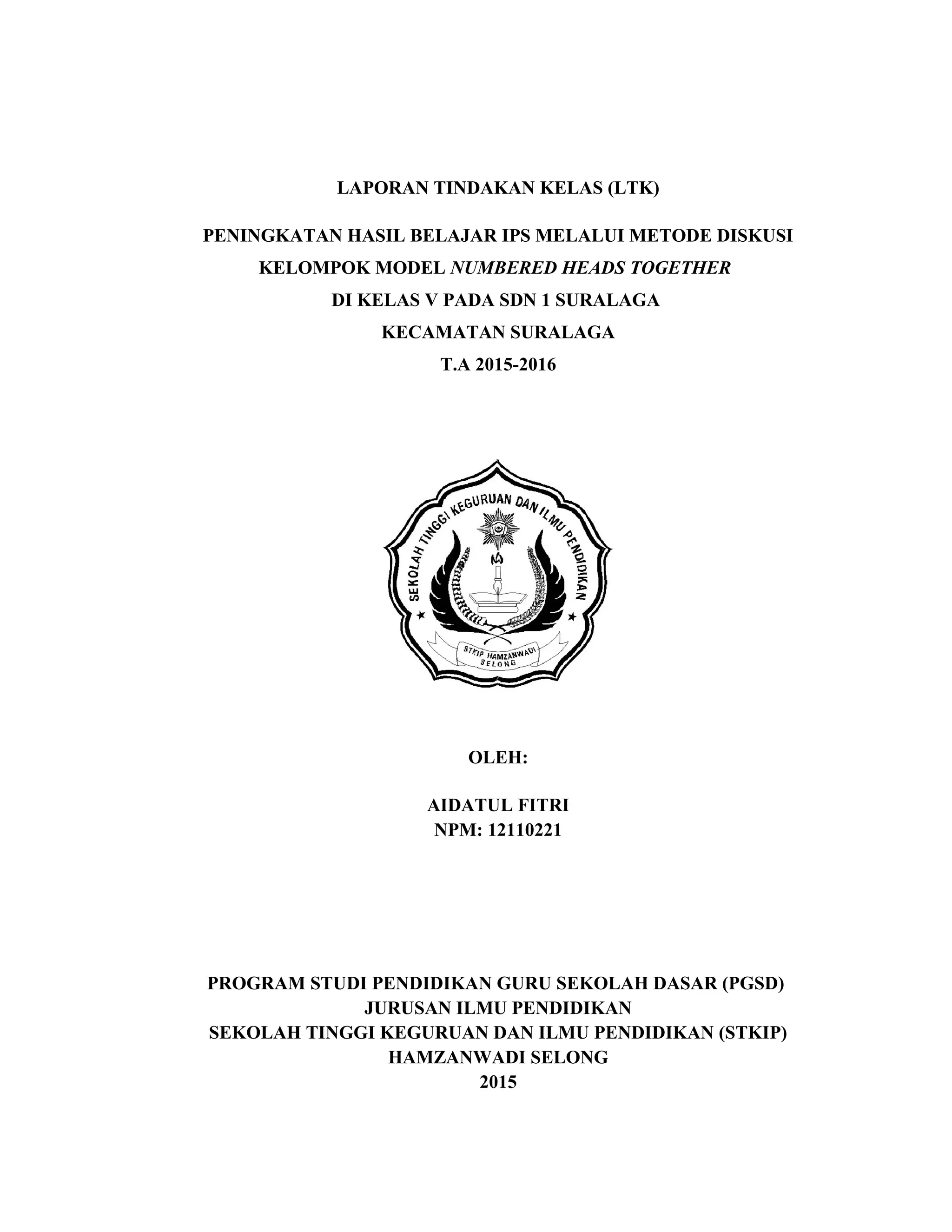 LAPORAN TINDAKAN KELAS (LTK) | PDF