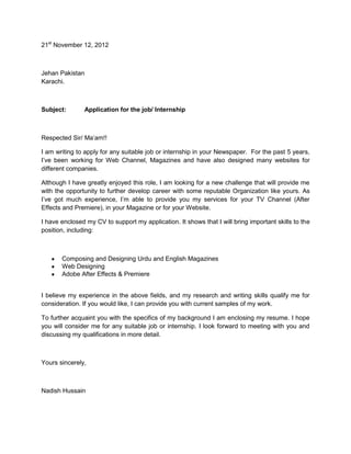 Cover letter | DOCX | Resume Writing and Advice | Job Search