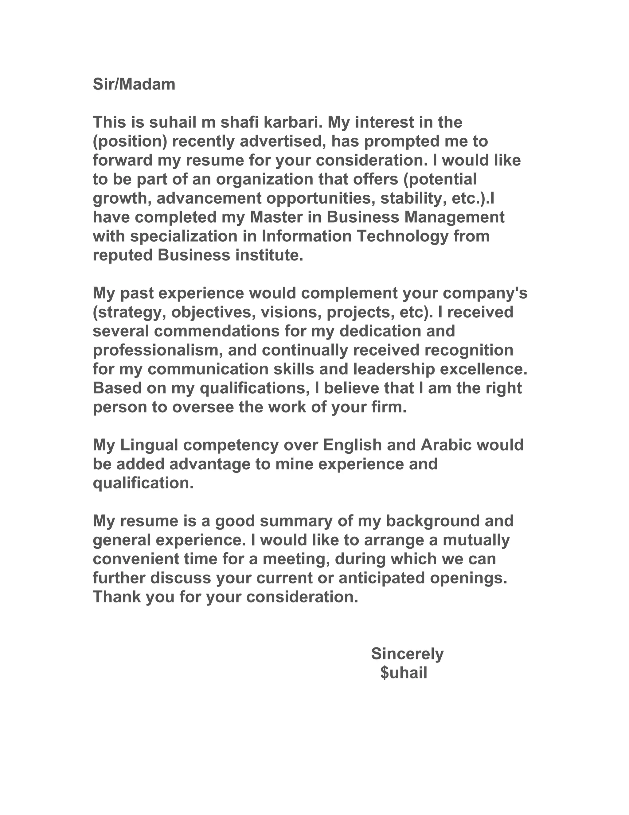 Cover Letter V3.5 | PDF